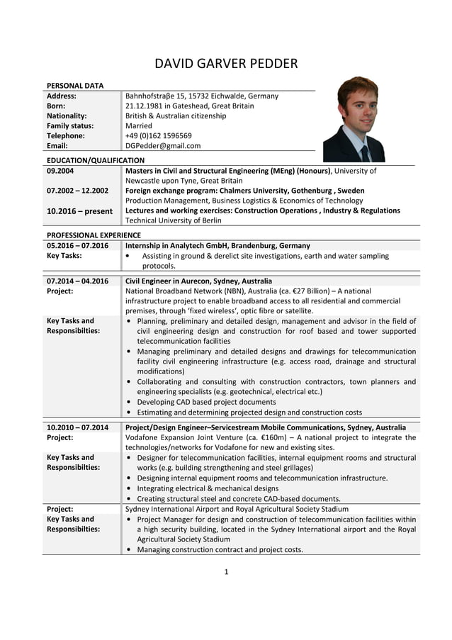 David Pedder_Curriculum Vitae | PDF | Civil Engineering Industry | Industries