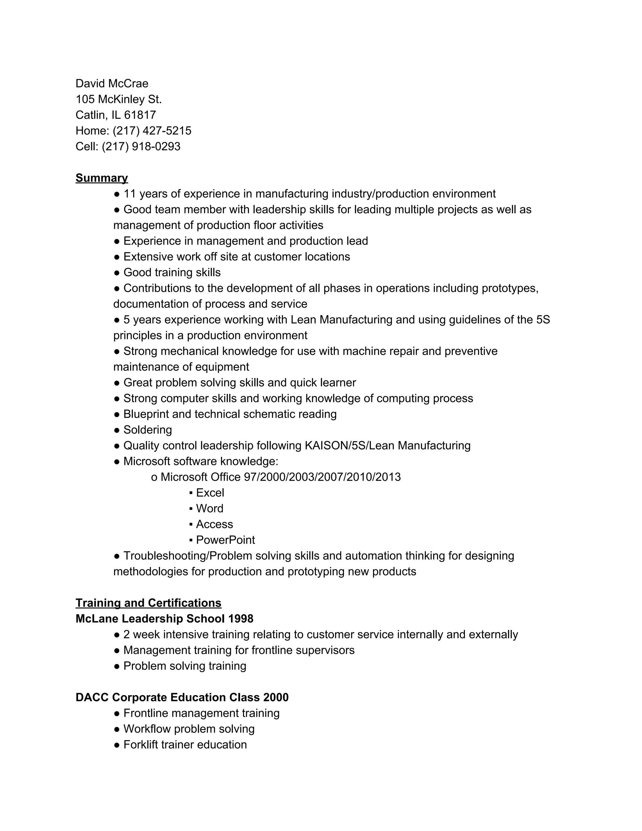 DavidMcCraeResume(1) | PDF