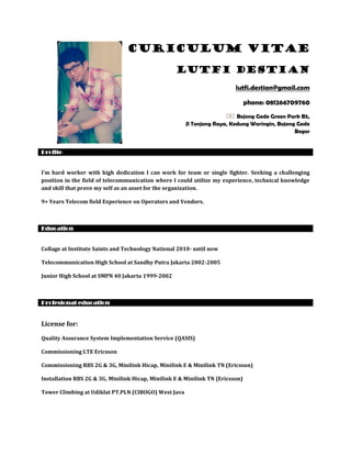 CV LUTFI DESTIAN | PDF