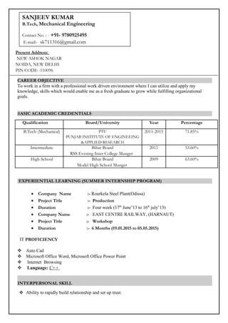 SANJEEV NEW RESUME | DOC | Careers