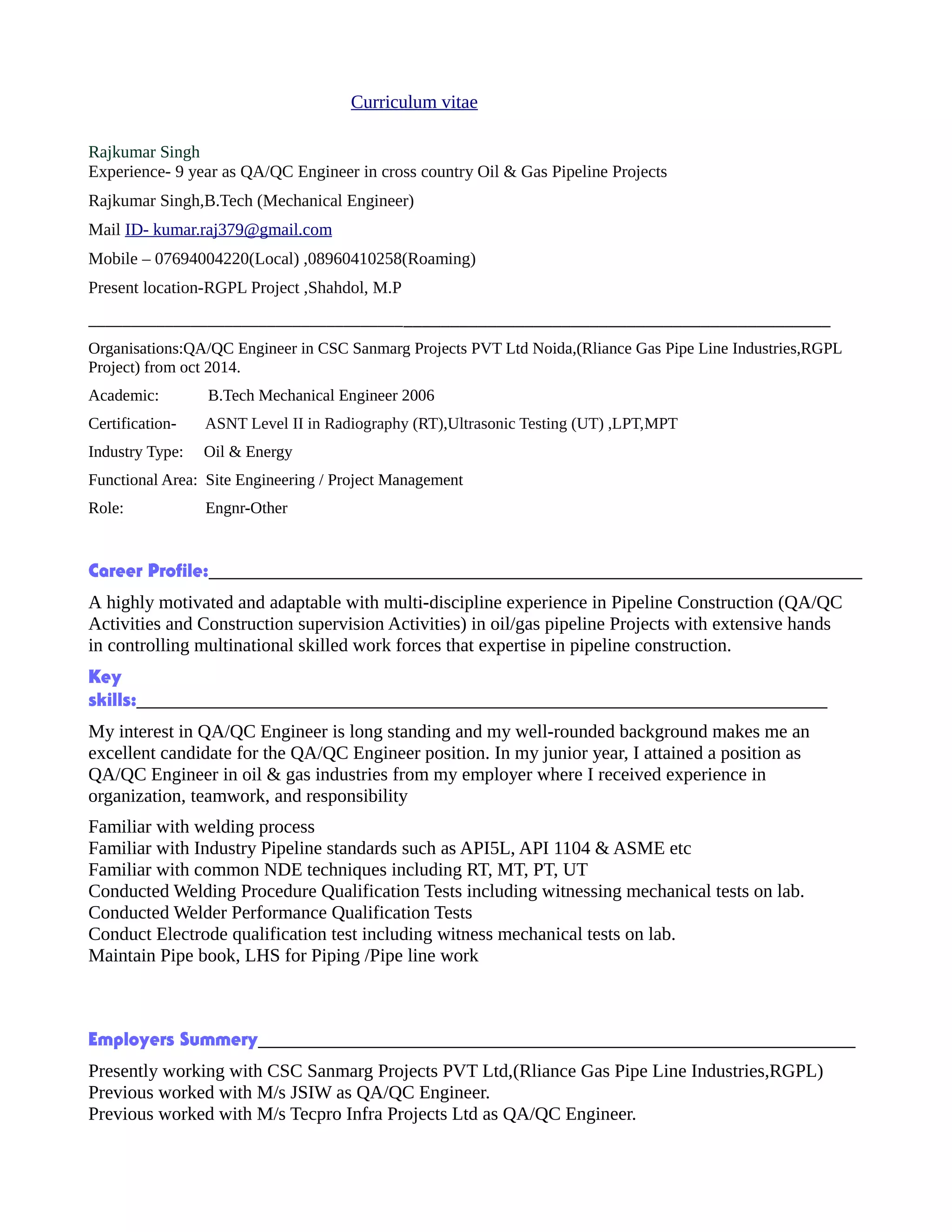 Rajkumar cv | ODT