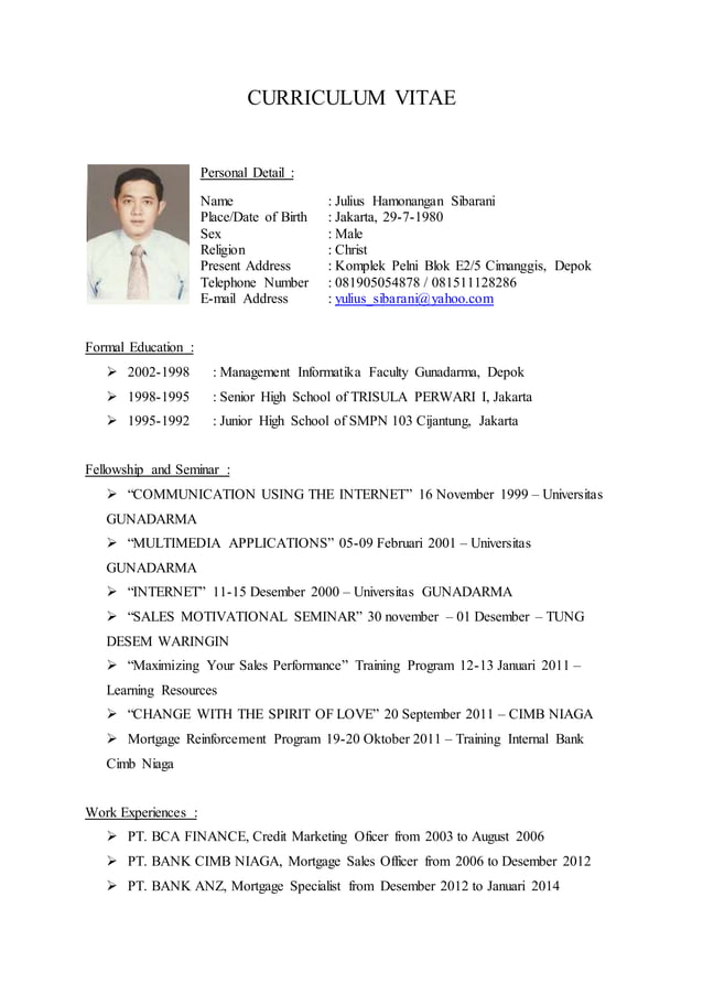 CURRICULUM VITAE julius | DOCX | Careers