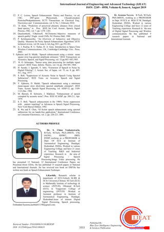 Performance on speech enhancement objective quality measures using ...