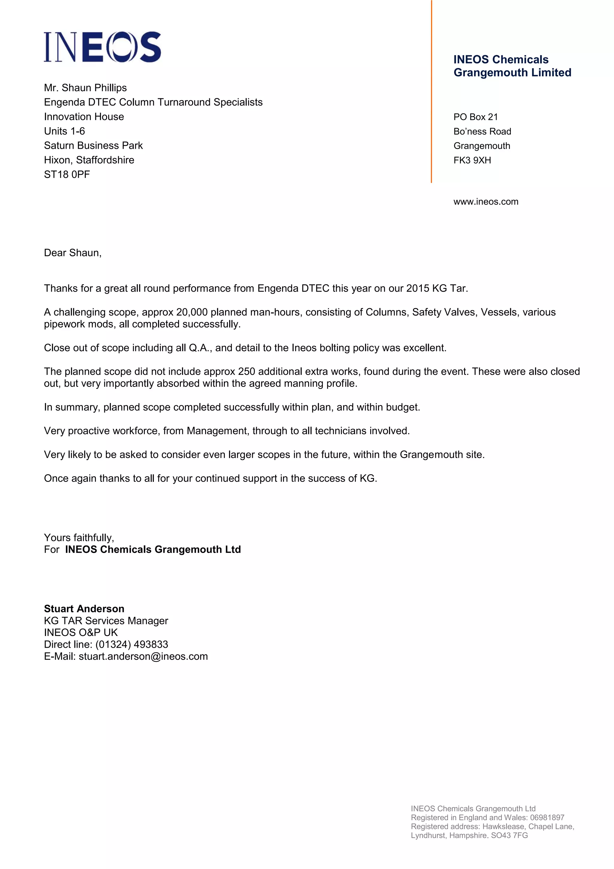 Ineos Reference KG TAR 2015 | PDF