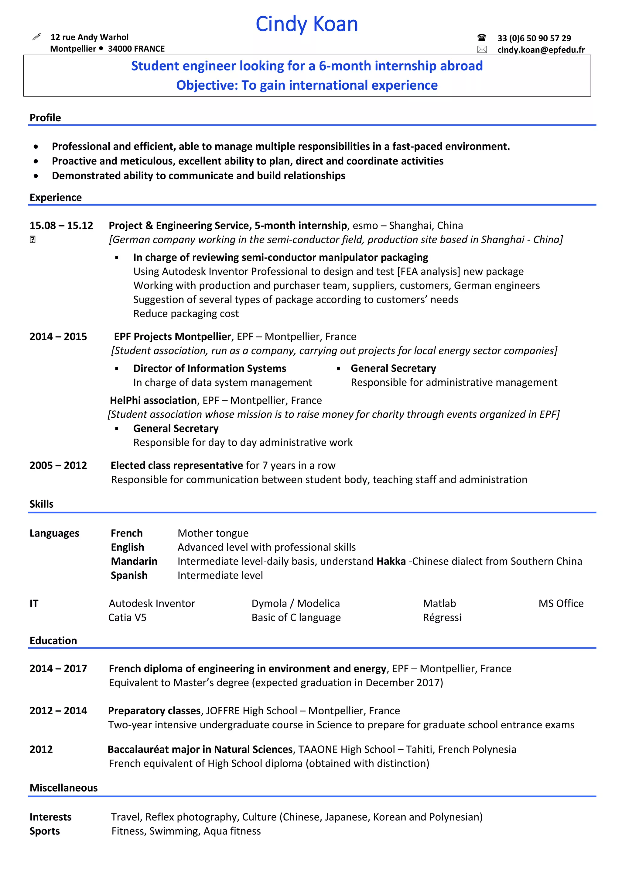 Cindy Koan [CV] | PDF