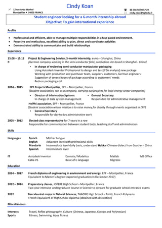 Cindy Koan [CV] | PDF