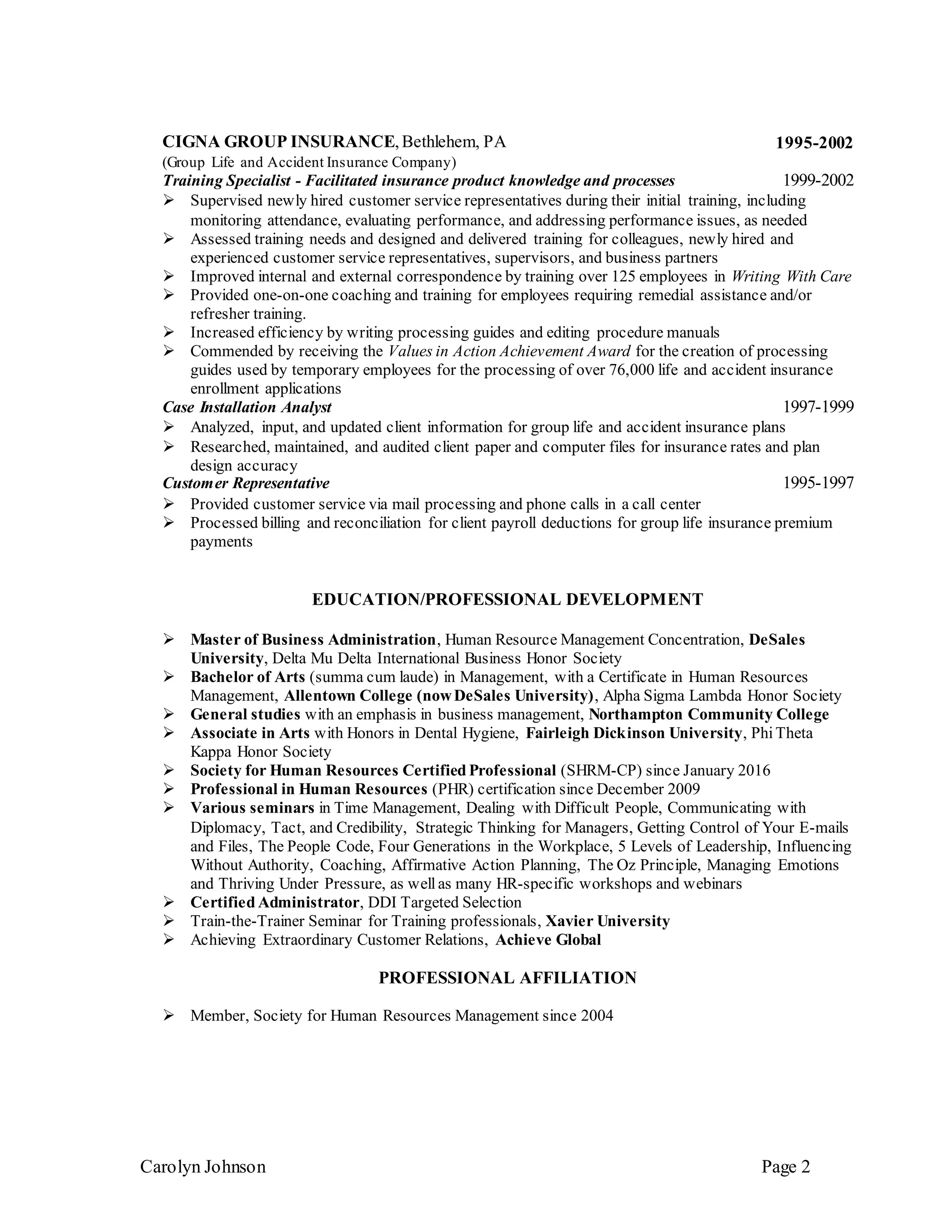 Carolyn Dennis Johnson Resume 2016 | DOCX