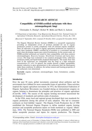 Compatibility of OMRIcertified surfactants with three entomopathogenic fungi | PDF