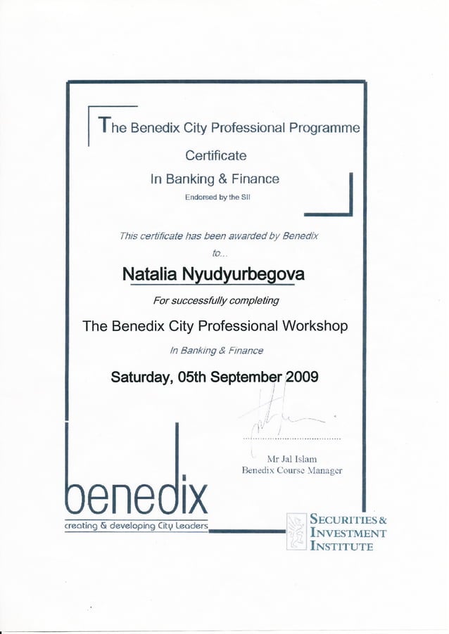 Benedix Certificate | PDF
