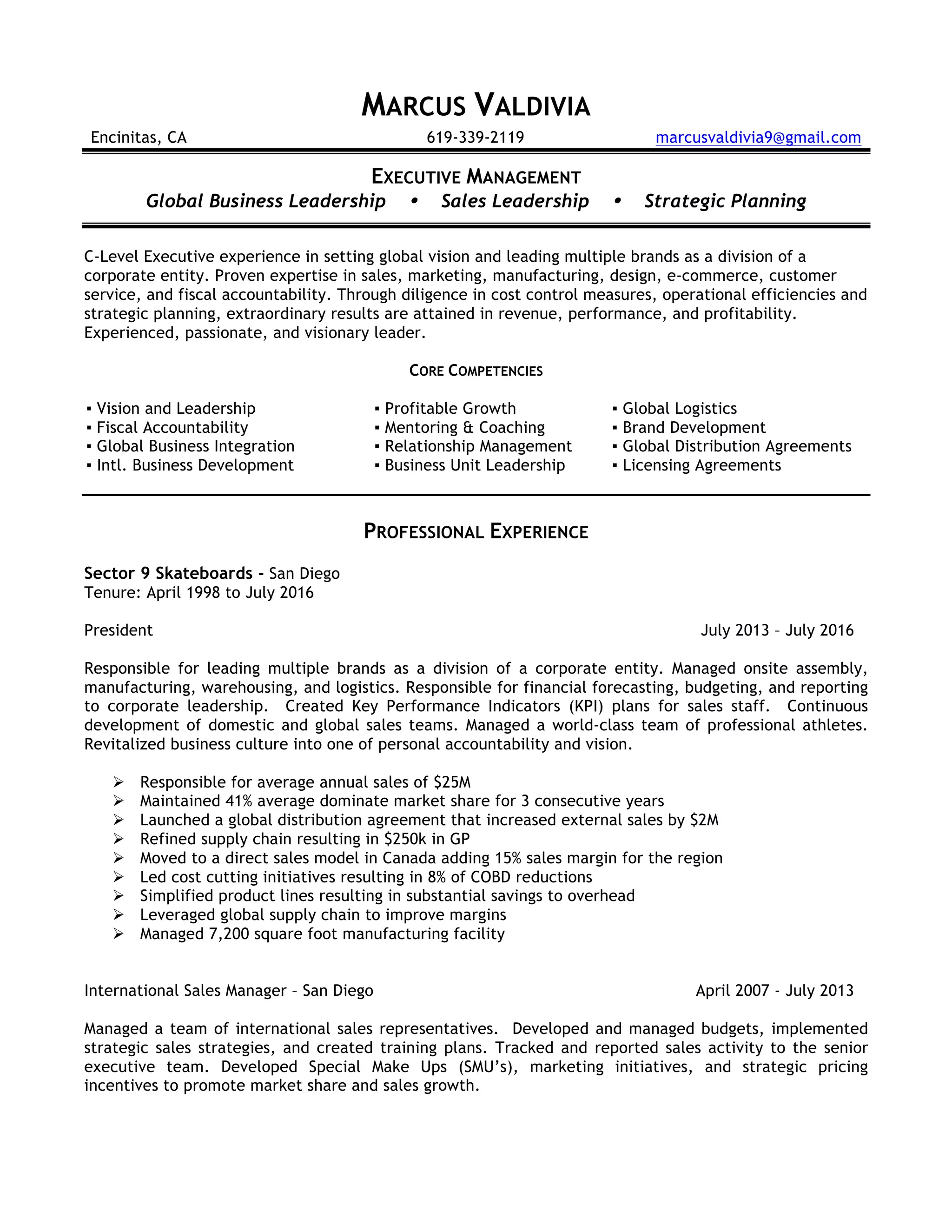 Marcus Valdivia Resume | PDF | Sales | Business