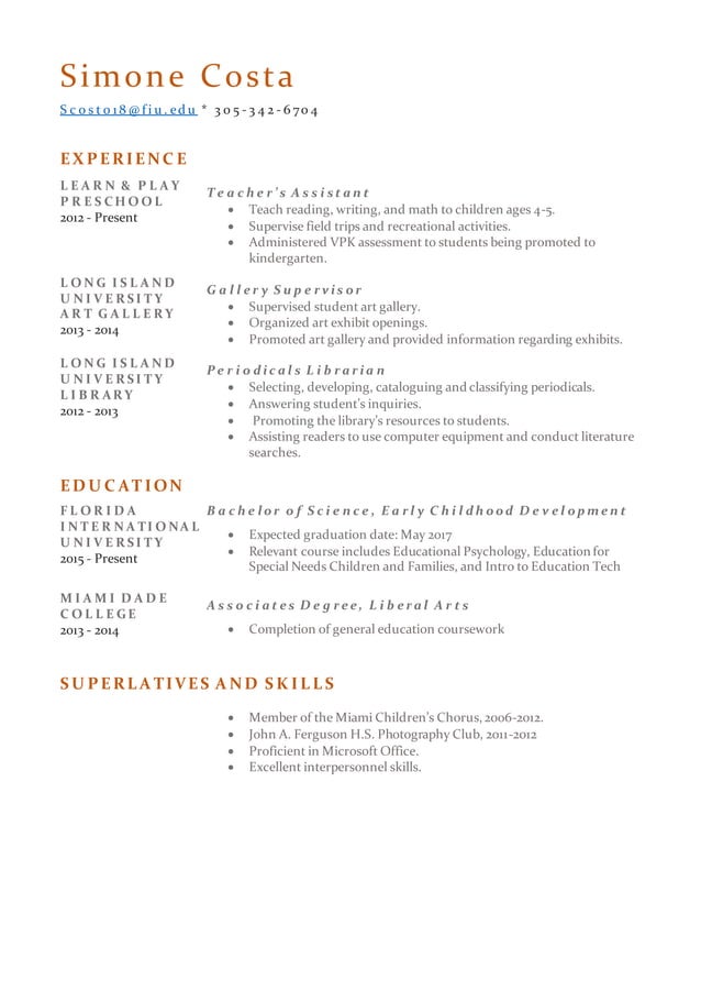 Simone's Resume Complete Template | DOCX | Education