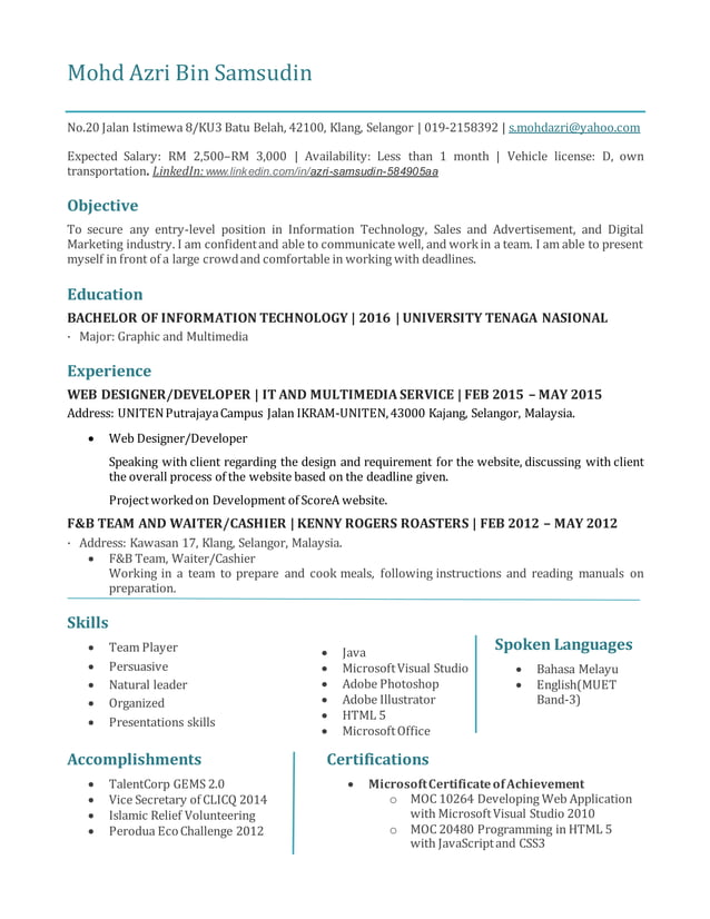 Mohd Azri Bin Samsudin CV | DOCX