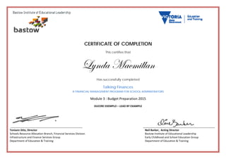 Certificate TF - Module 3 - Budget Preparation 2015 | PDF