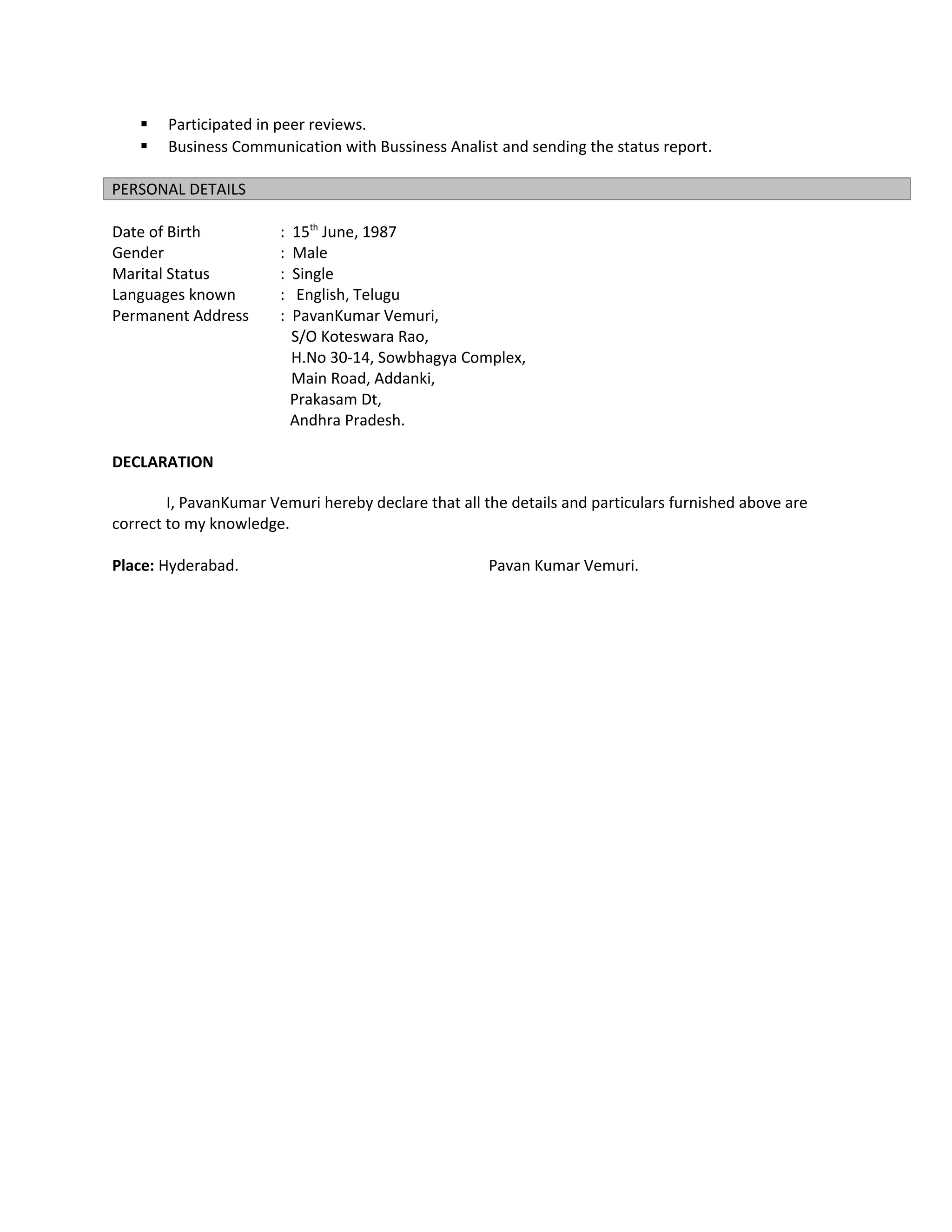 Pavan's Resume | PDF