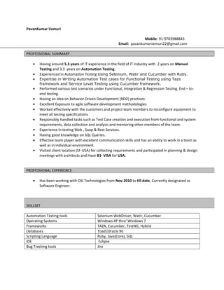 Pavan's Resume | DOC