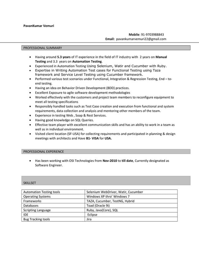 Pavan's Resume | DOC