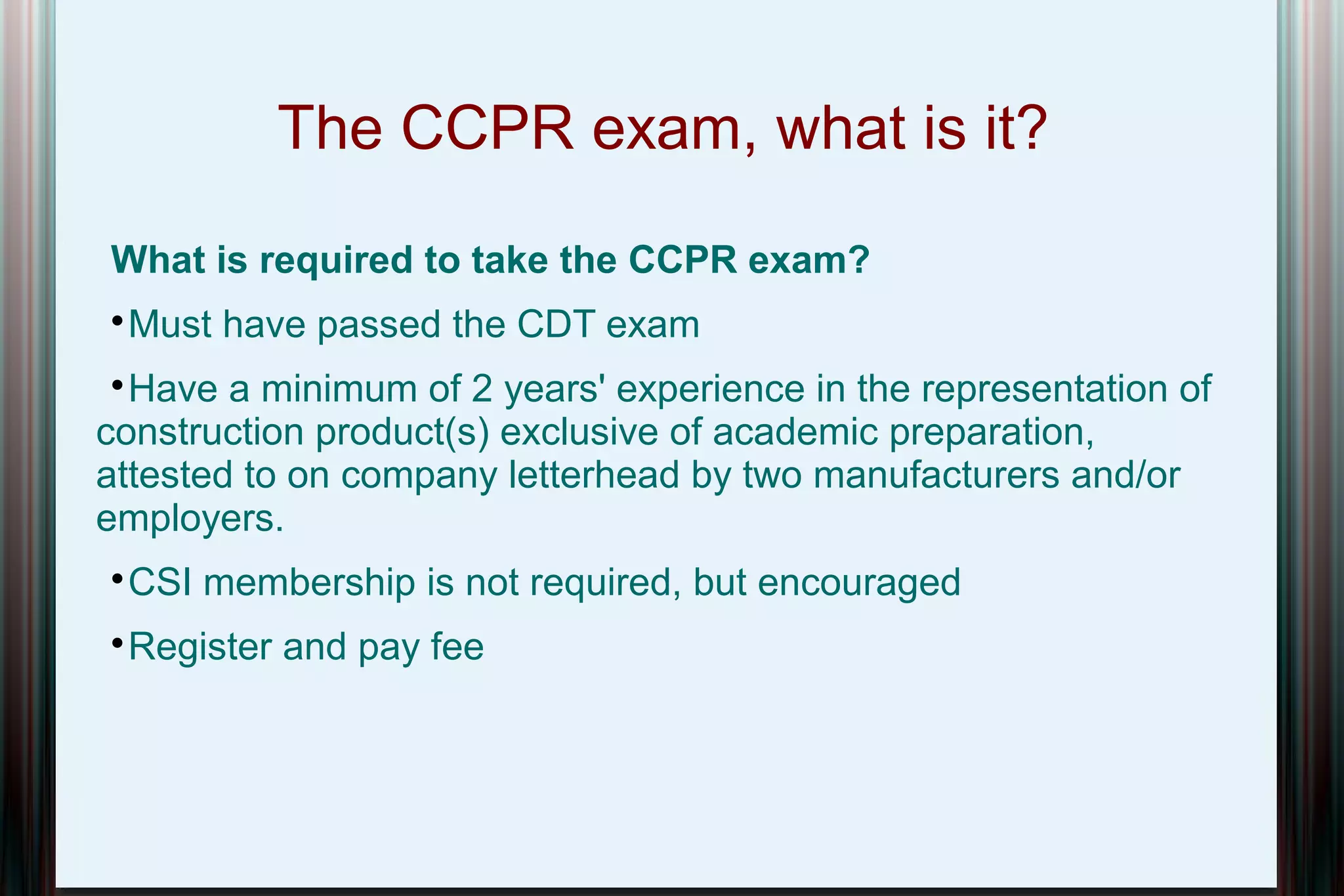 CSI certification presentation | PPT