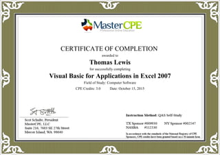 VBA certificate | PDF