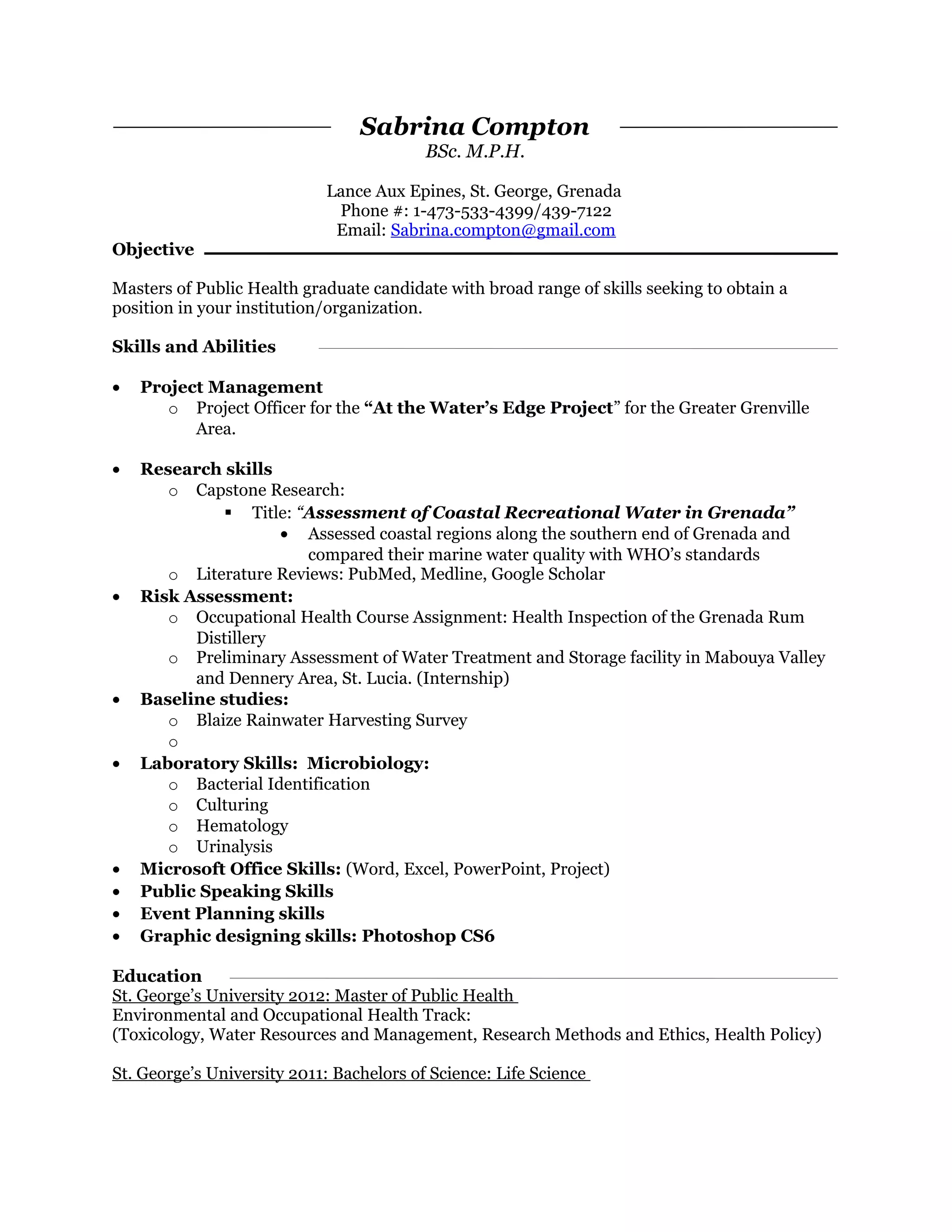 Sabrina Compton Resume Jan 2016 | DOC