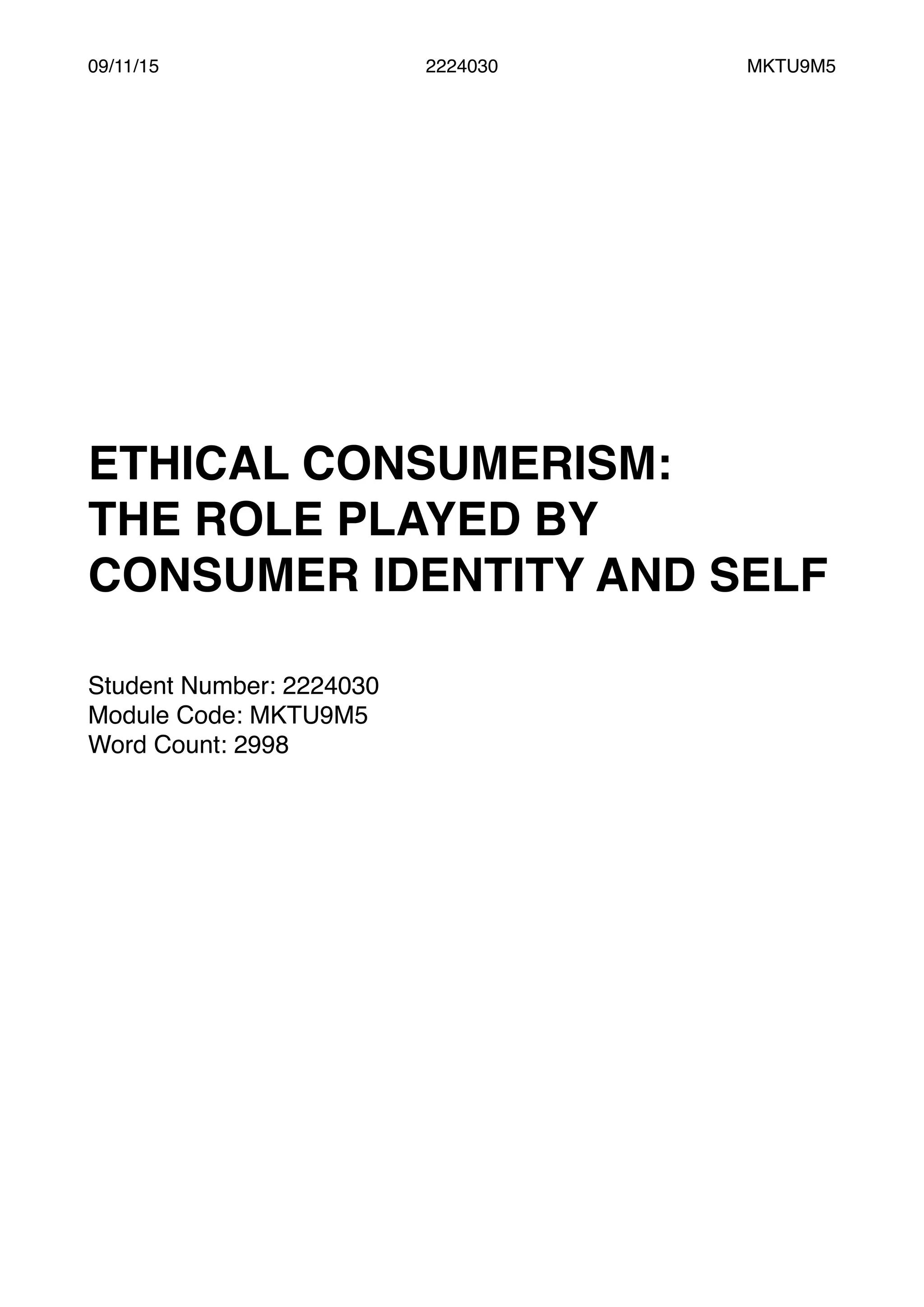 Ethical Consumerism: The Role Played by Consumer Identity and Self | PDF