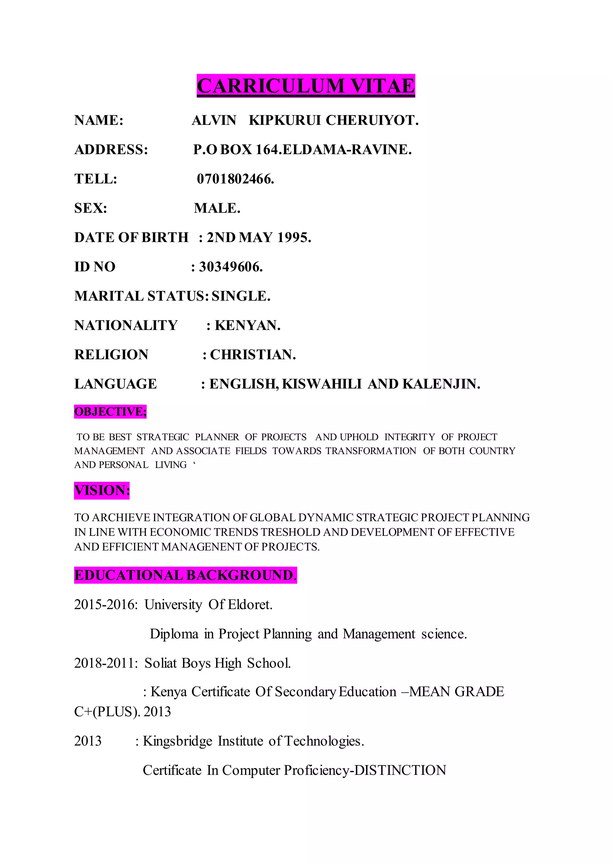 ALVIN CARRICULUM VITAE | DOCX