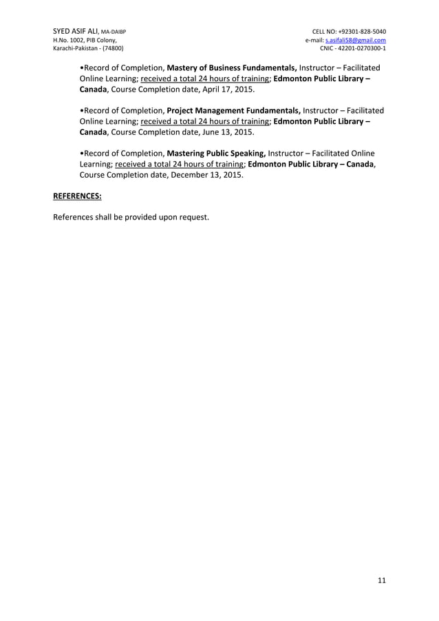 Syed Asif Ali CV PAK16 | PDF