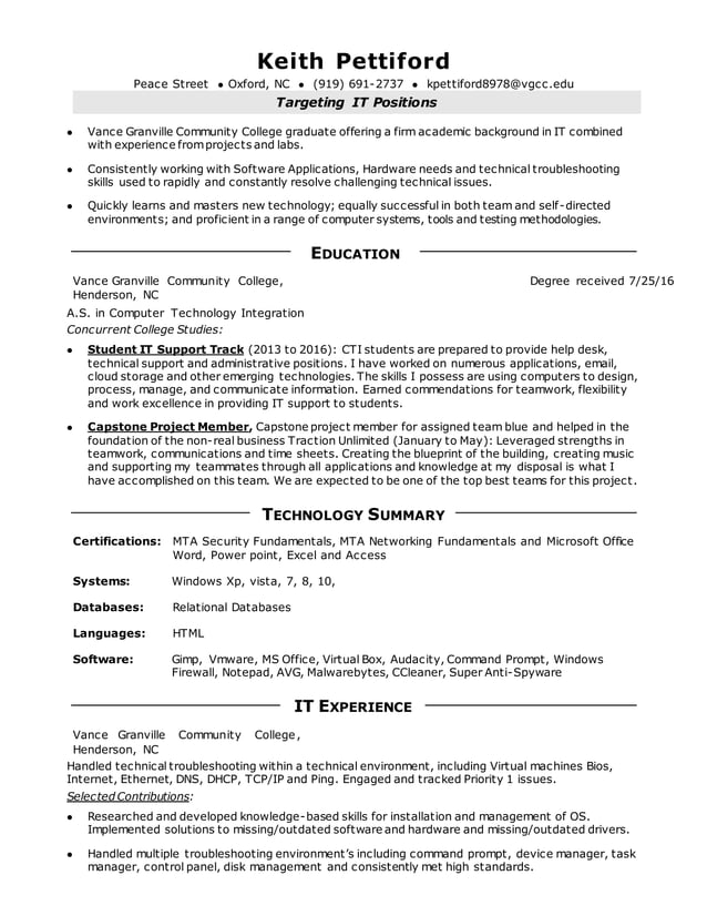 Keith Pettiford Resume | PDF
