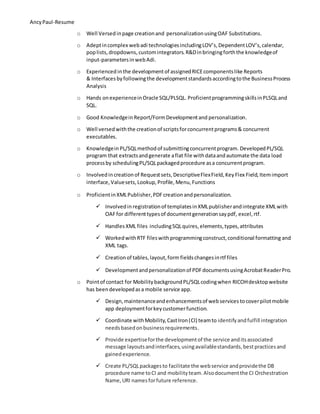 Ancy Paul-Resume | DOCX | Databases | Computer Software and Applications
