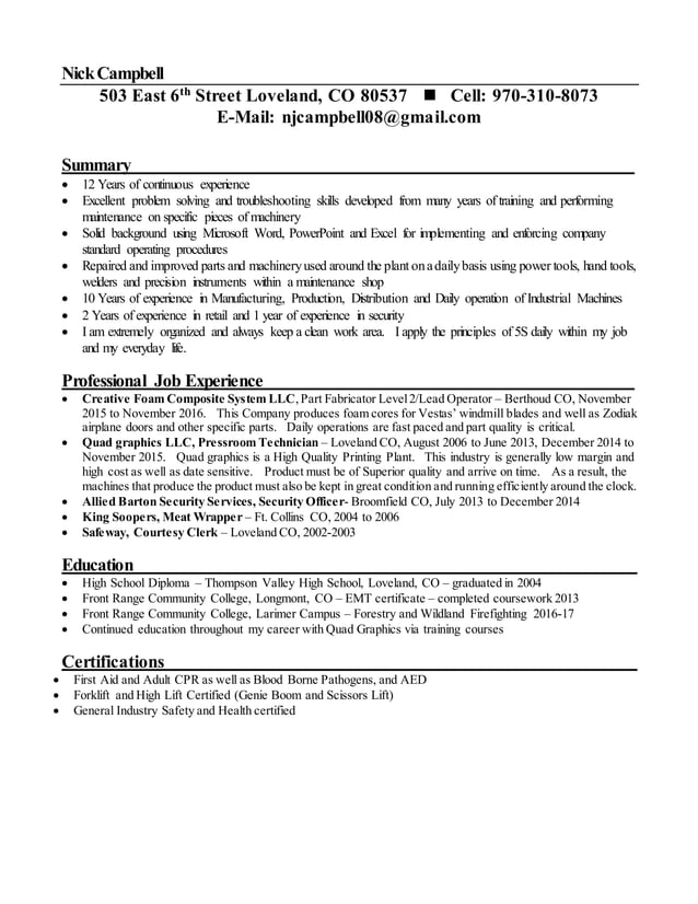 Nick Resume Updated | DOCX | Resume Writing and Advice | Job Search