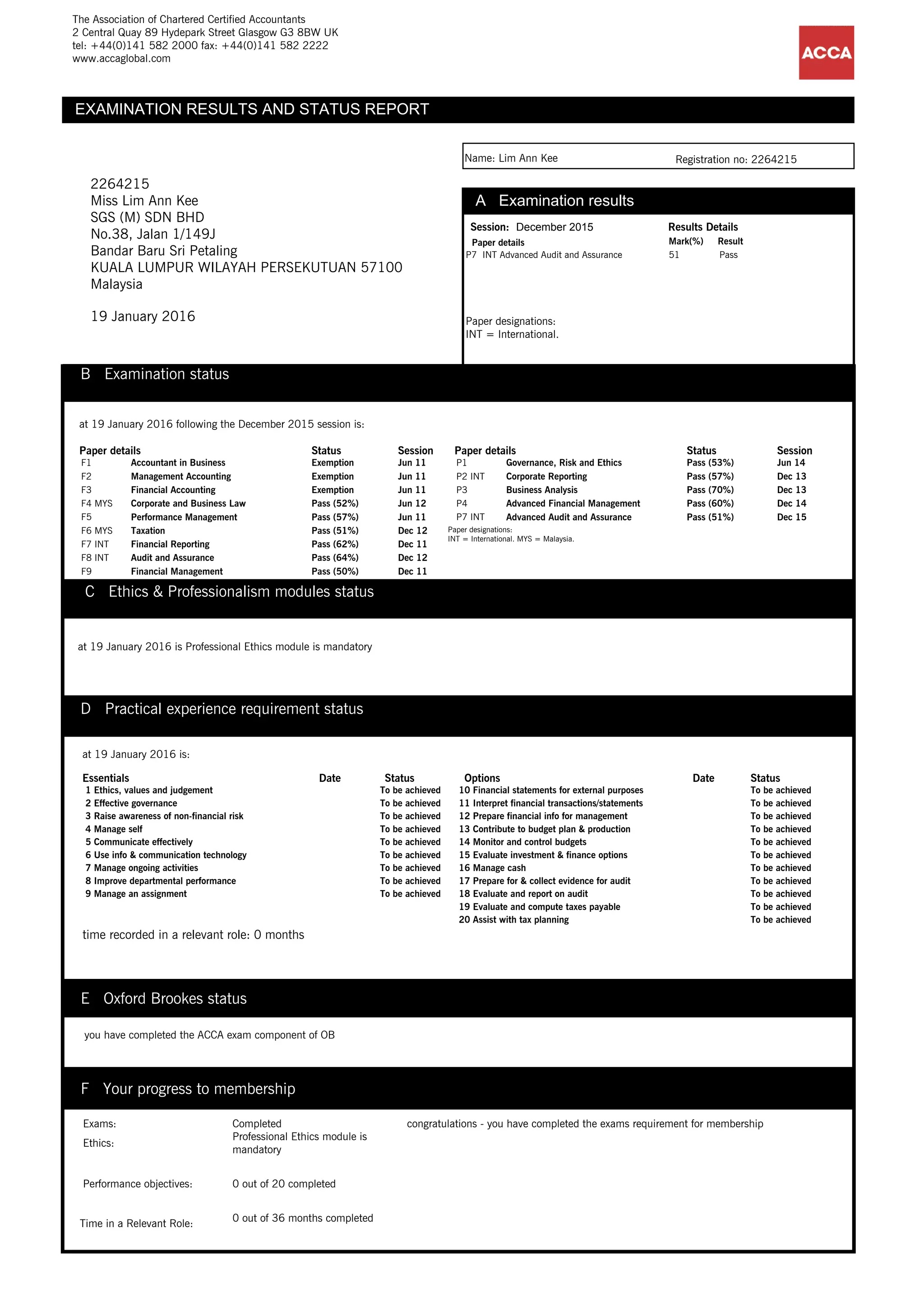 reportGenerator - acca result | PDF