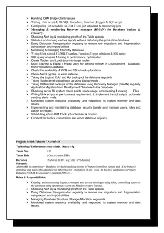 siddharthaBS_DBA | DOC | Databases | Computer Software and Applications