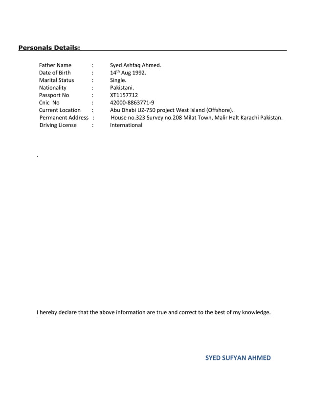 Syed Sufyan Ahmed CV | PDF