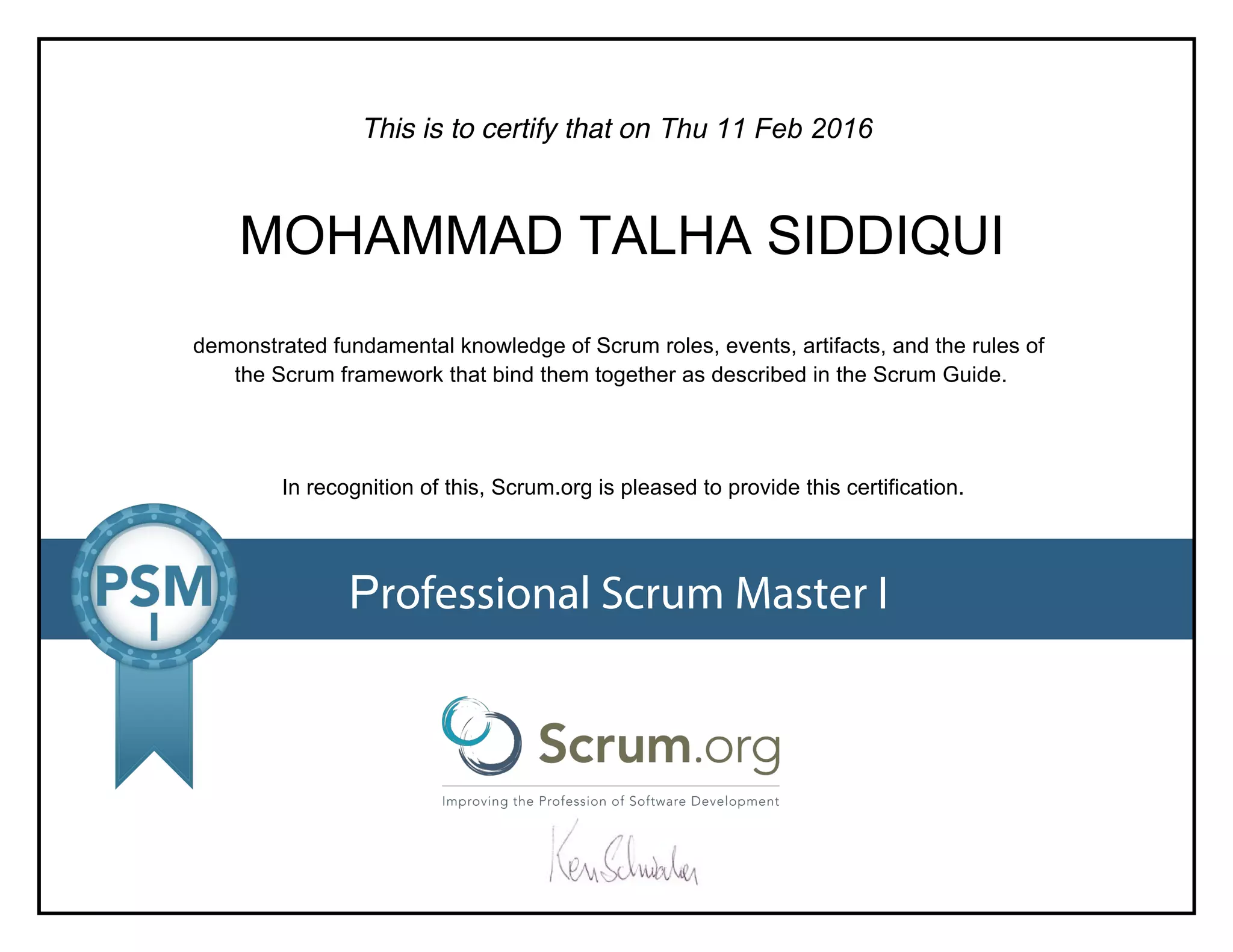 PSM I-Certification-Talha Siddiqui | PDF