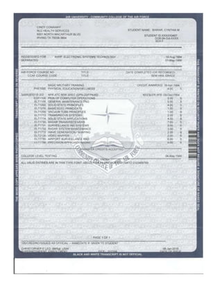 Cynthia Conaway-Shirar CCAF (ATC Radar) Transcripts | DOCX