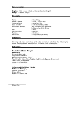 Bikash CV | DOC
