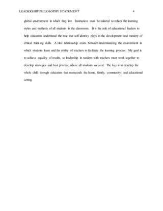 Personal leadership statement | DOCX