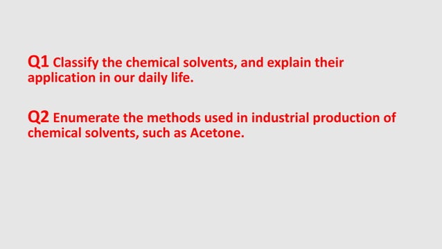 Industrial production of chemical solvents “Acetone” | PPTX | Chemistry | Science