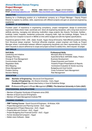 Ahmed fergany CV 2642016 | PDF | Civil Engineering Industry | Industries