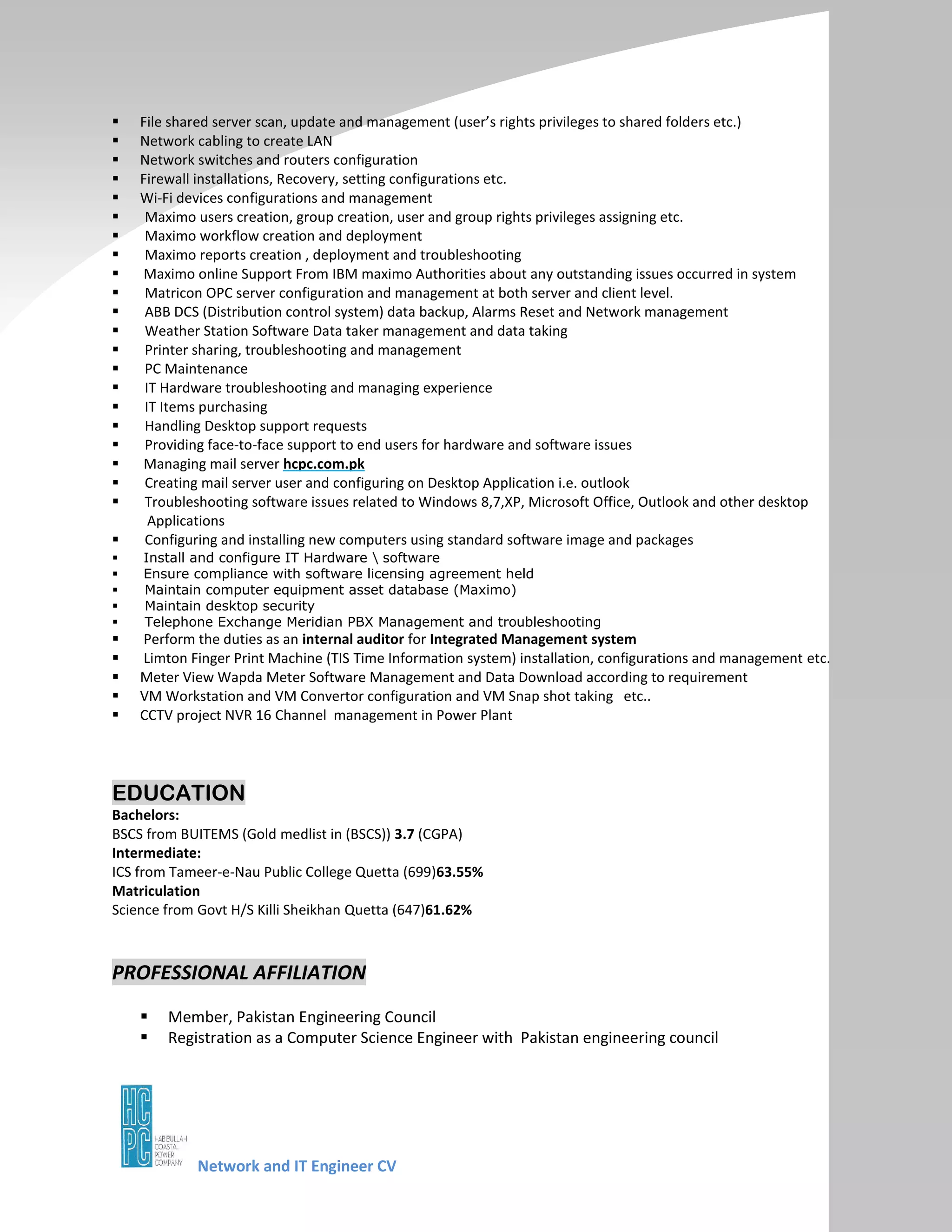 Network Engineer CV | PDF