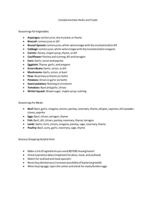 Complementary Herbs and Foods | DOCX