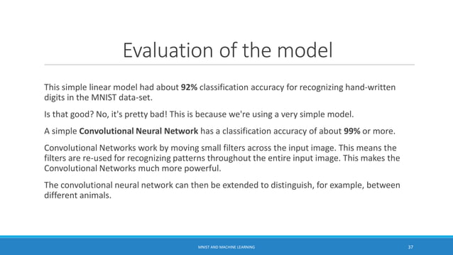 MNIST and machine learning - presentation | PDF
