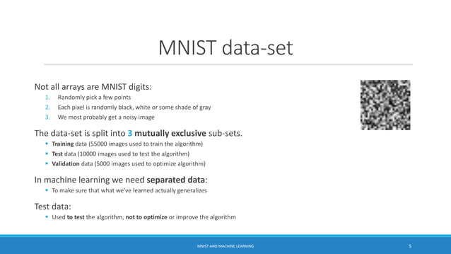 MNIST and machine learning - presentation | PDF