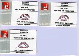 QATAR Plants ID Cards & Professional Trainings Certificate | PDF