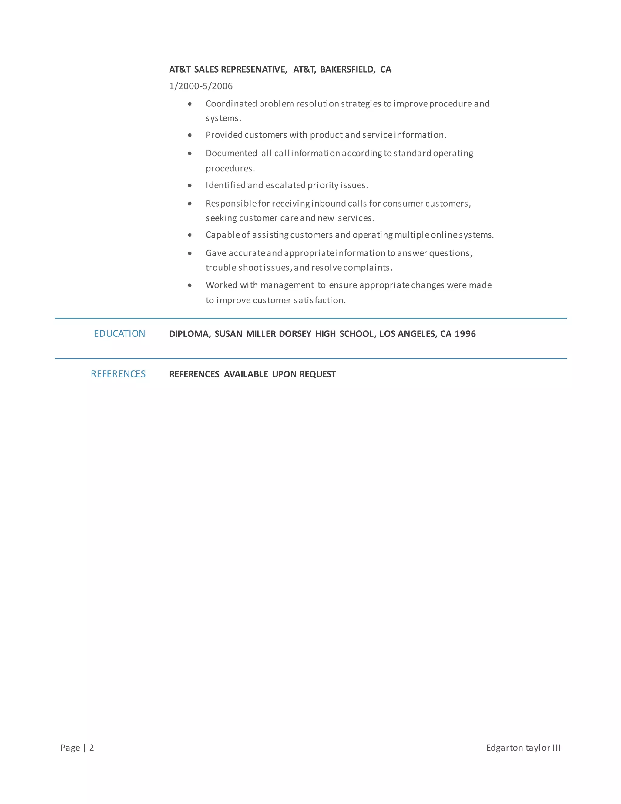 tre resume2 | DOCX | Sales | Business