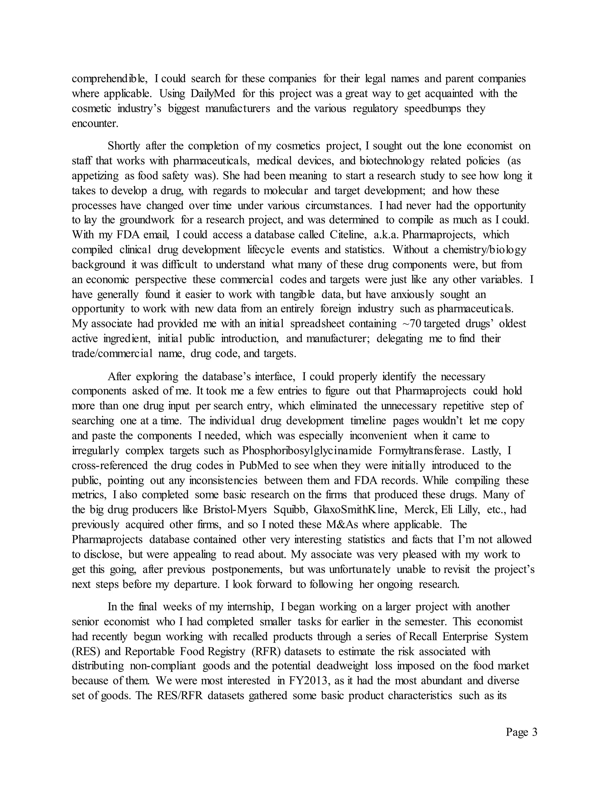 FDA Internship Review | DOCX