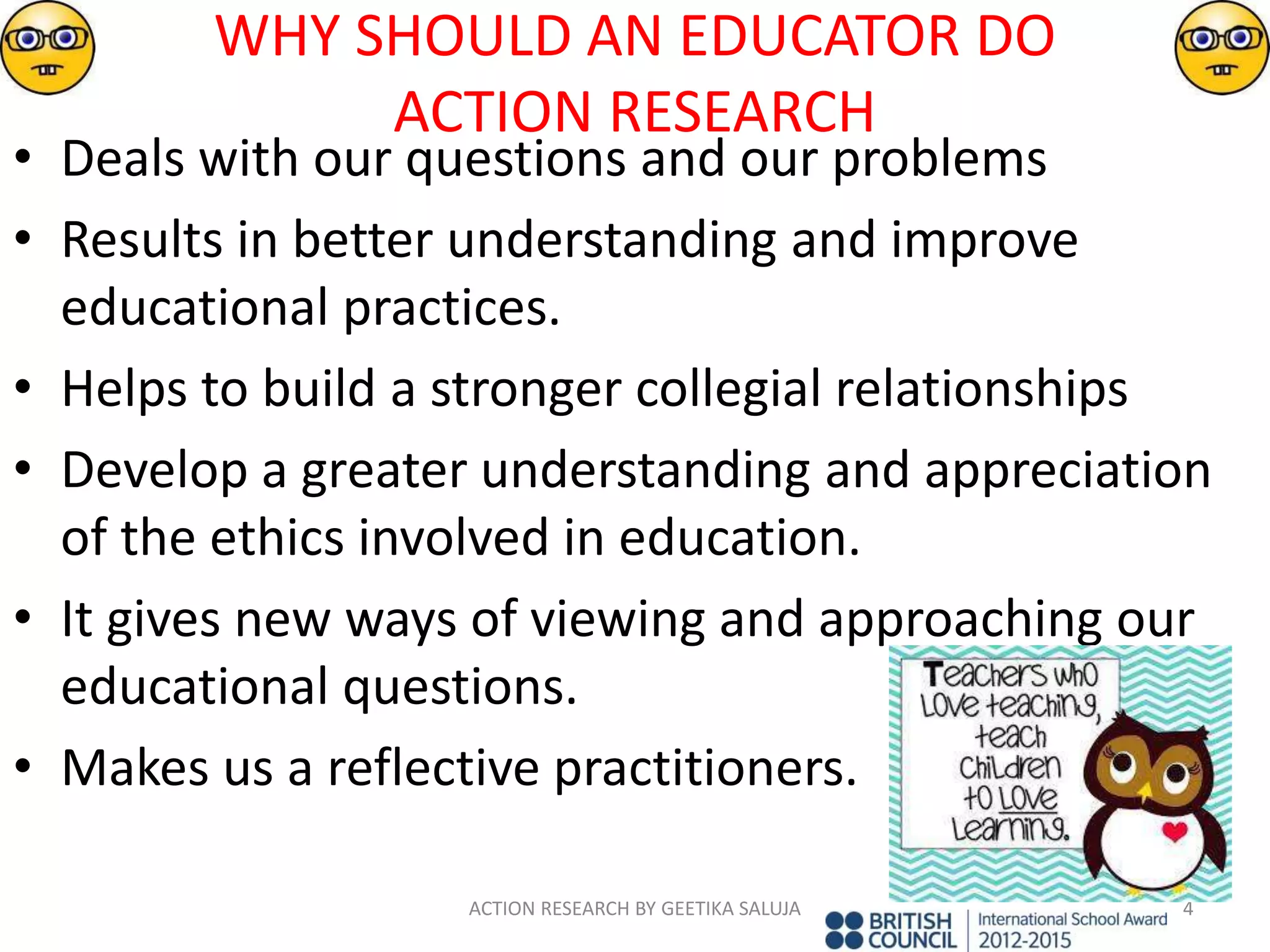 action research by an educator GEETIKA SALUJA - Copy | PPTX