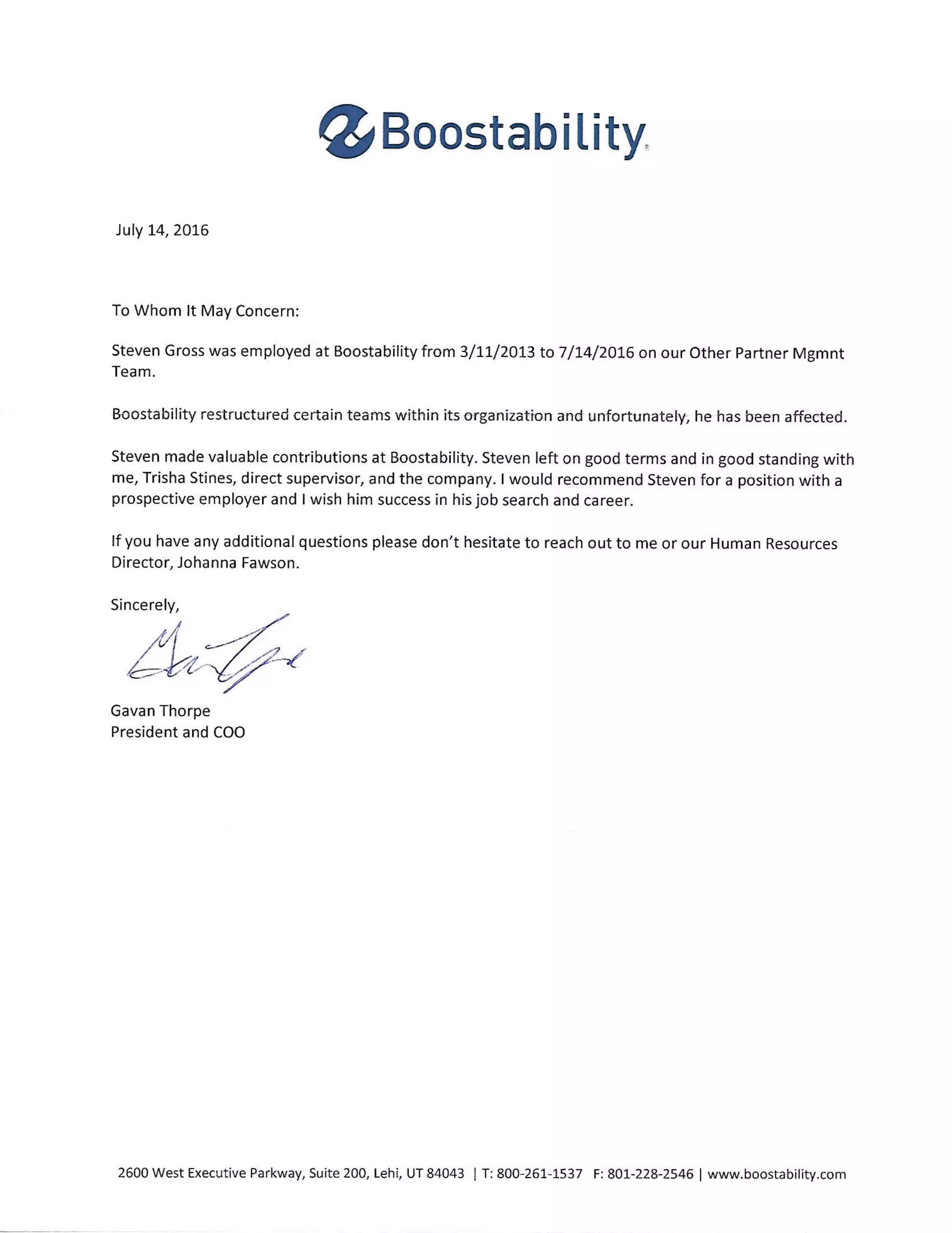 Letter of Recommendation (CEO) | PDF