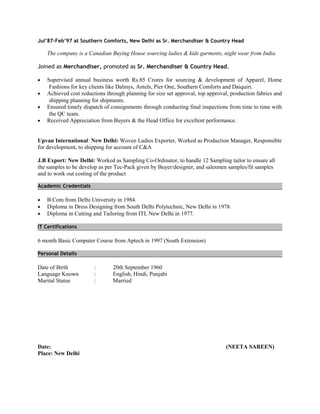 Neeta Sareen Resume(1) | PDF