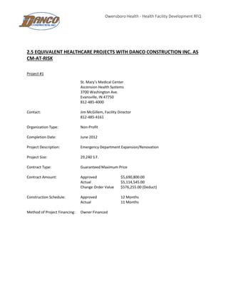 Owensboro Health Facility Development RFQ - Danco Construction | PDF