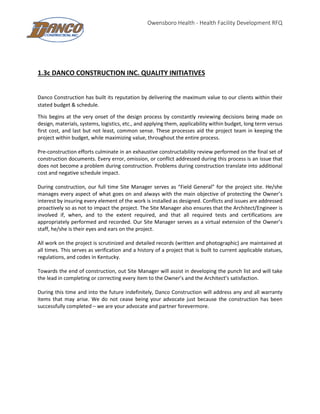 Owensboro Health Facility Development RFQ - Danco Construction | PDF